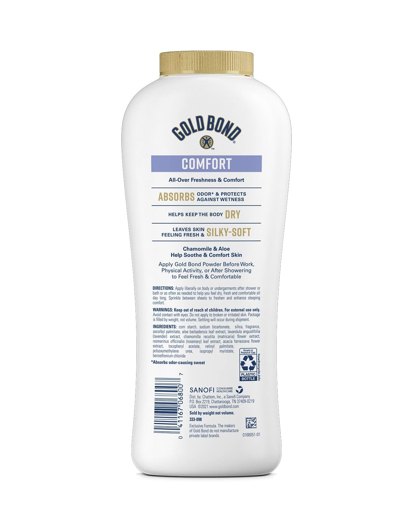 Gold Bond Ultimate Comfort Body Powder 10 oz. (Pack of 3), Talc-Free Formula with Aloe & Chamomile