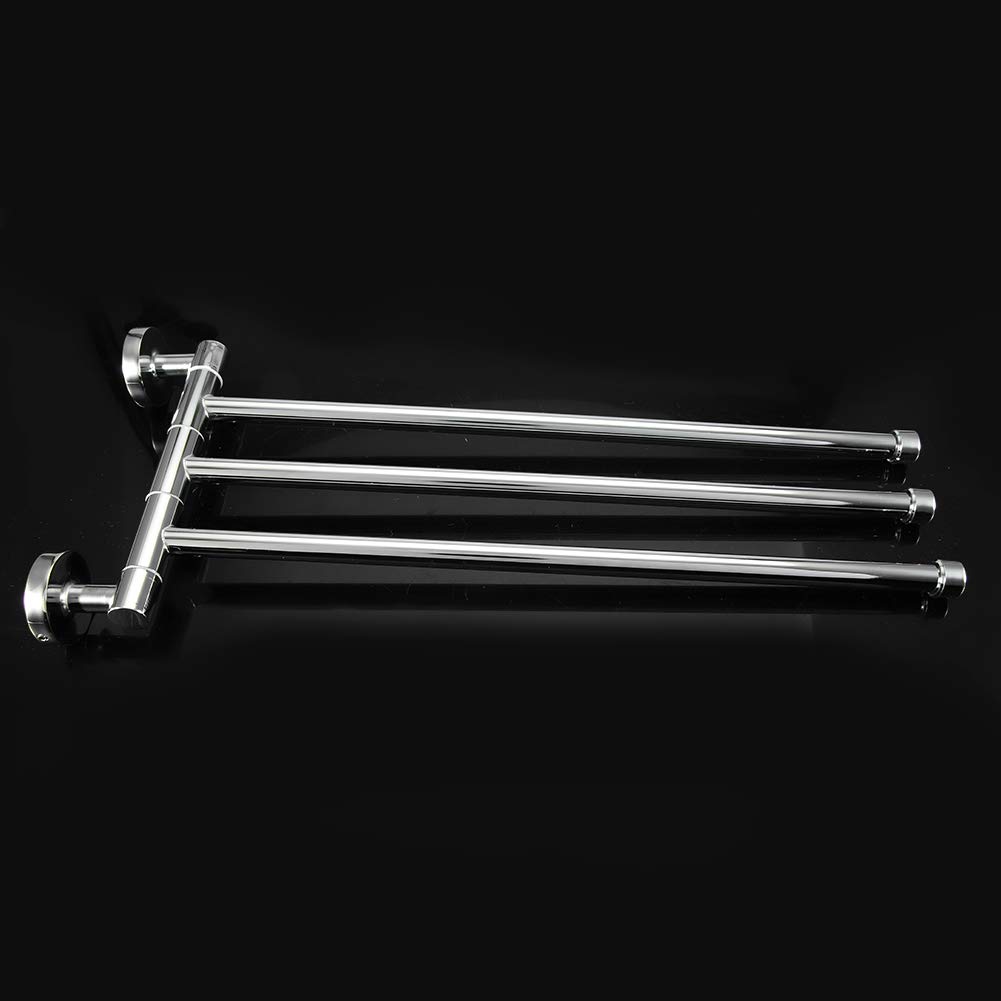 Swivel Towel Bar, 201 Stainless Steel 2/3-Arm Wall Mounted Towel Rack, for Bathroom Kitchen Space Saving Swing Out Towel Hanger Holder (3 arm)