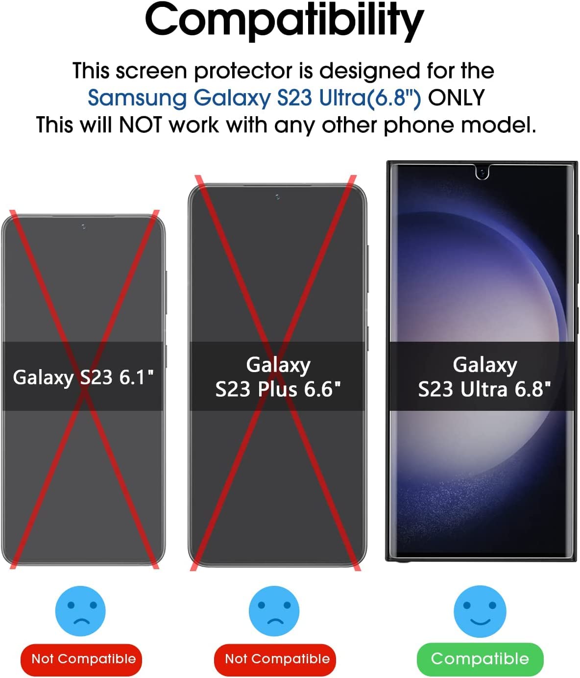 amFilm [3+1 Pack] 3D Curved Tempered Glass for S23 Ultra Screen Protector Samsung Galaxy 6.8 Inch with Liquid Dispersion Tech, Designed for Fingerprint Reader, Upgraded Easier Application Tray.