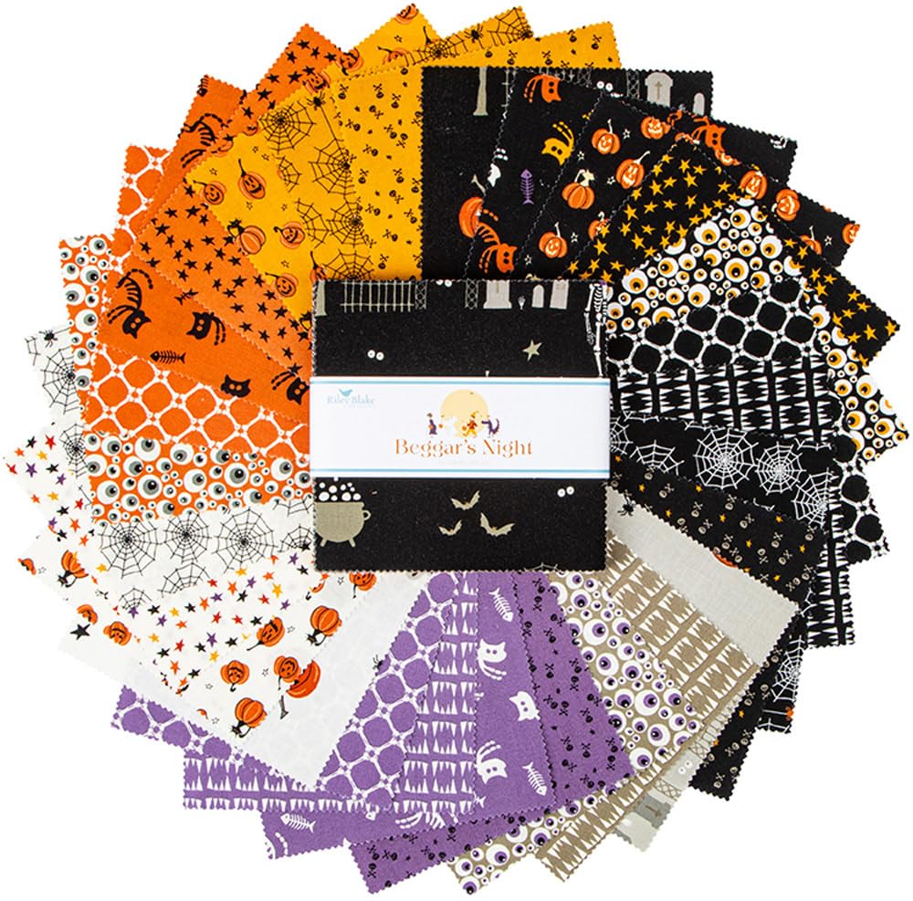Sandy Gervais Beggar's Night 5"" Stacker 42 5-inch Squares Charm Pack Riley Blake Designs 5-14500-42, Assorted