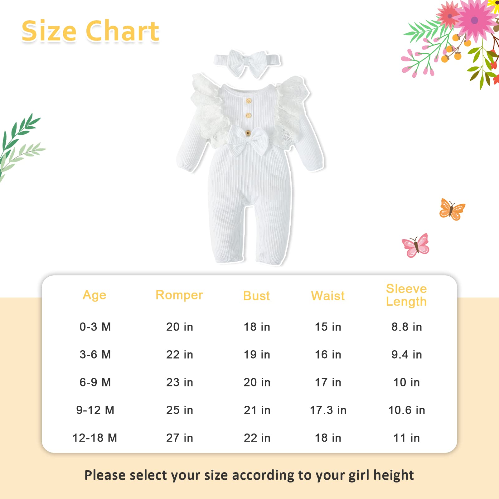 Baby Girl Clothes Newborn Fall Winter Rompers Lace Ruffle Sleeveless One-Pieces Buttons Jumpsuits Bodysuit Outfits Set White 3-6M