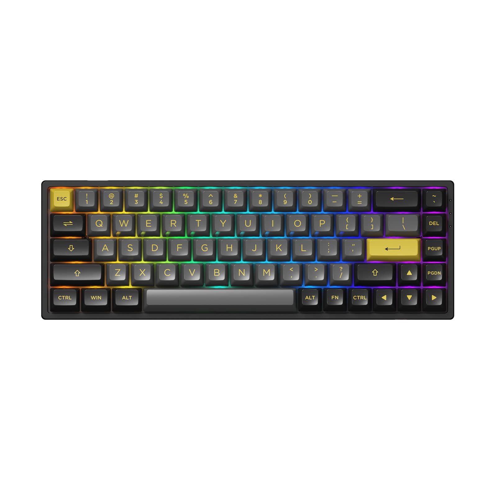 Akko 3068B Plus Black & Gold 65% Percent Hot Swappable Mechanical Keyboard Wireless with Extra 90pcs Jelly Black Linear Switches, Wired/Bluetooth RGB Gaming Keyboard with PBT Keycaps