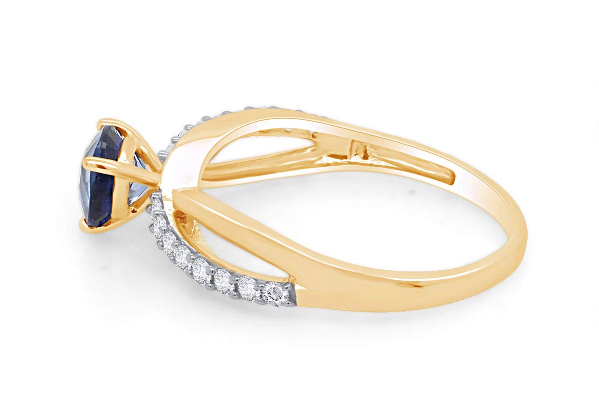 AFFY 1 1/4 Carat Simulated Tanzanite & White Sapphire Infinity Womens Ring In 14k Yellow Gold Over Sterling Silver (1.25 Cttw) Ring Size- 7