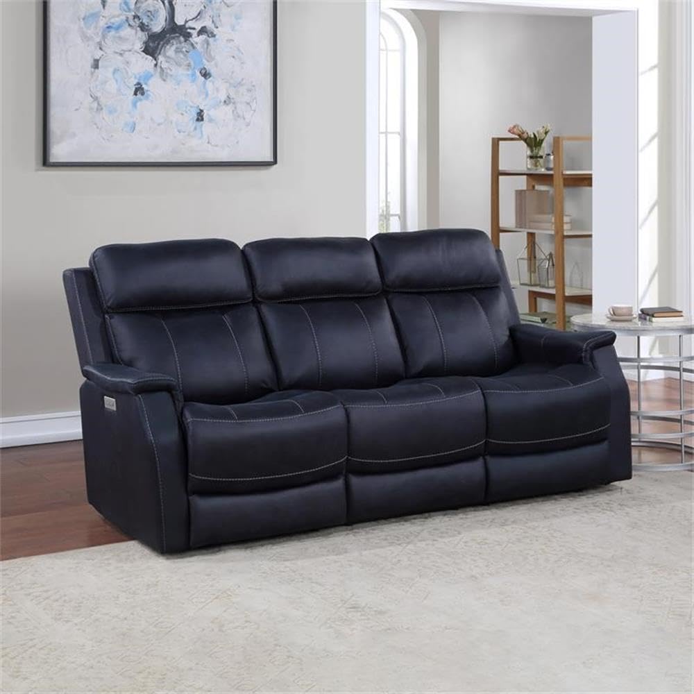 Steve Silver Co Ocean Blue Nubuck Leather-Like Power Reclining USB Port, Hand-Stitched, Headrest & Footrest Control Sofas, 84 x 41 x 41