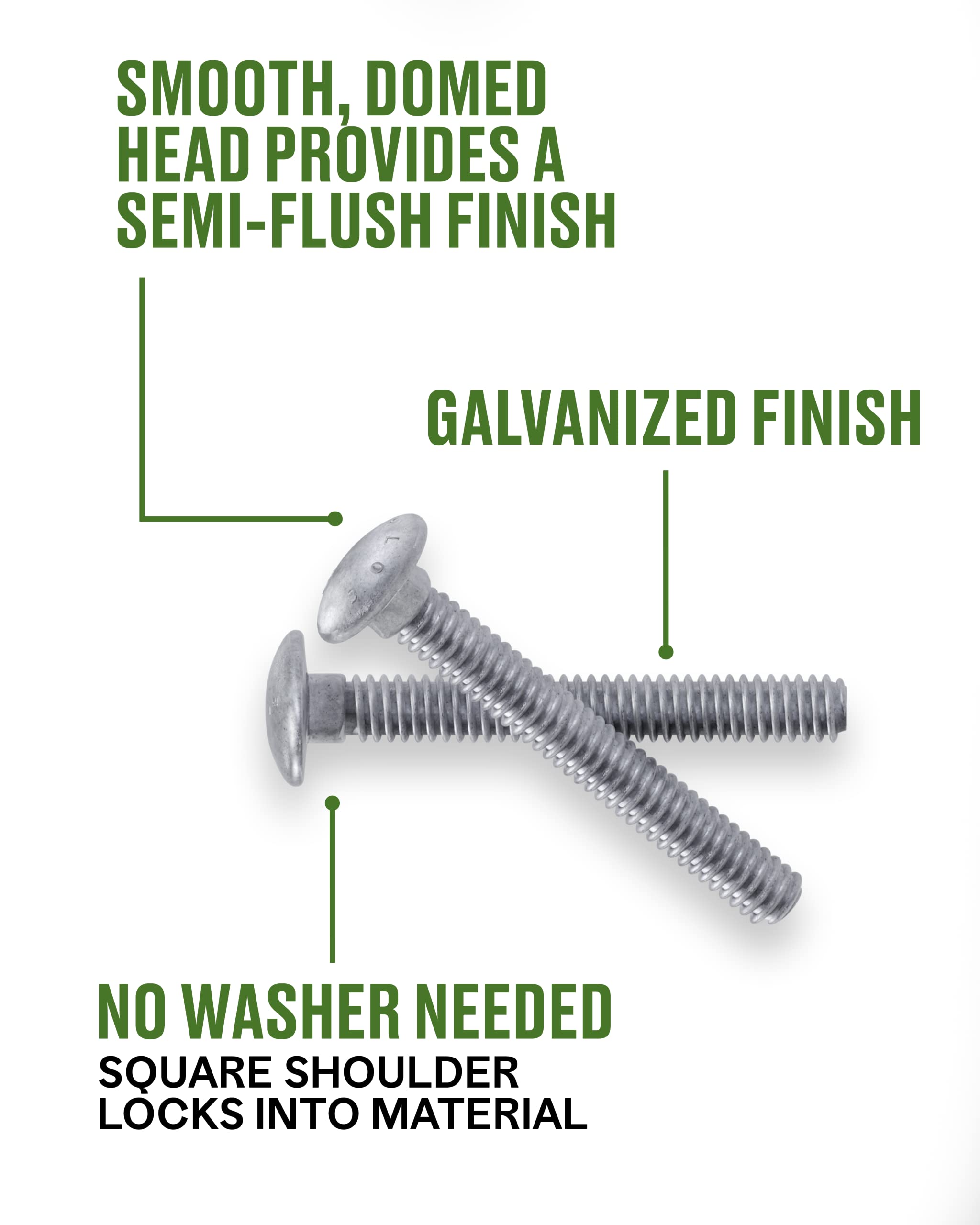 Hillman Group Galvanized Carriage Bolt 3/8” x 1-1/2”, 100 Count, Blunt Point, Alloy Steel, Self-Locking Round Head Fasteners, Wood and Metal, No Washer Needed, Rust-Resistant (812572)