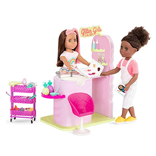 Glitter Girls ā Hair Salon Playset ā Hair Dryer, Styling Clips & Rolling Cart ā 14-inch Doll Accessories for Kids Ages 3 and Up ā Childrenās Toys