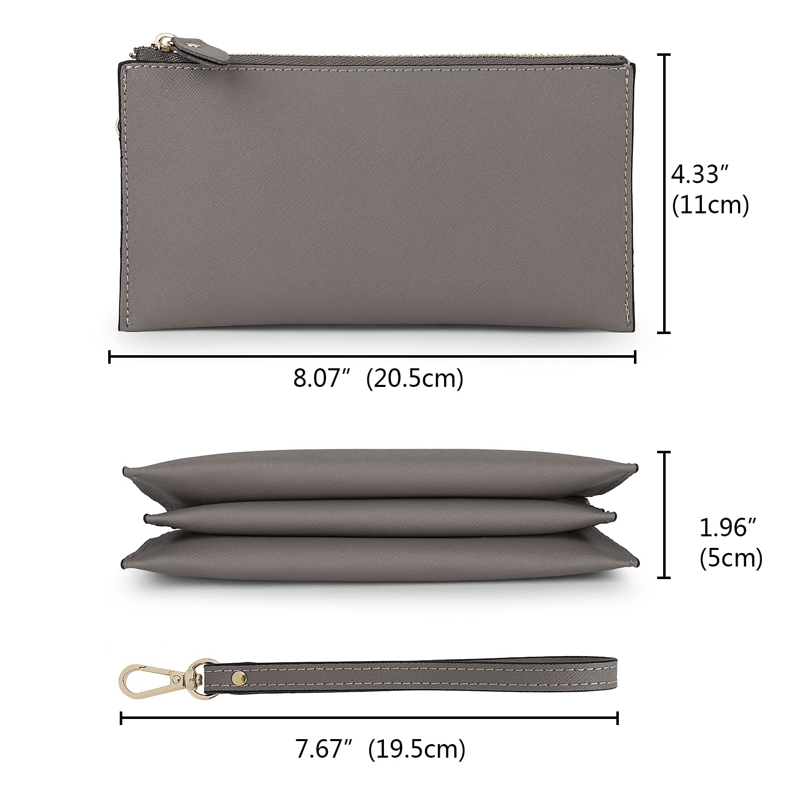 YALUXE Women's RFID Protected Wristlet Clutch Cell Phone Wallet Multi Card Organizer Zip Purse Genuine Leather