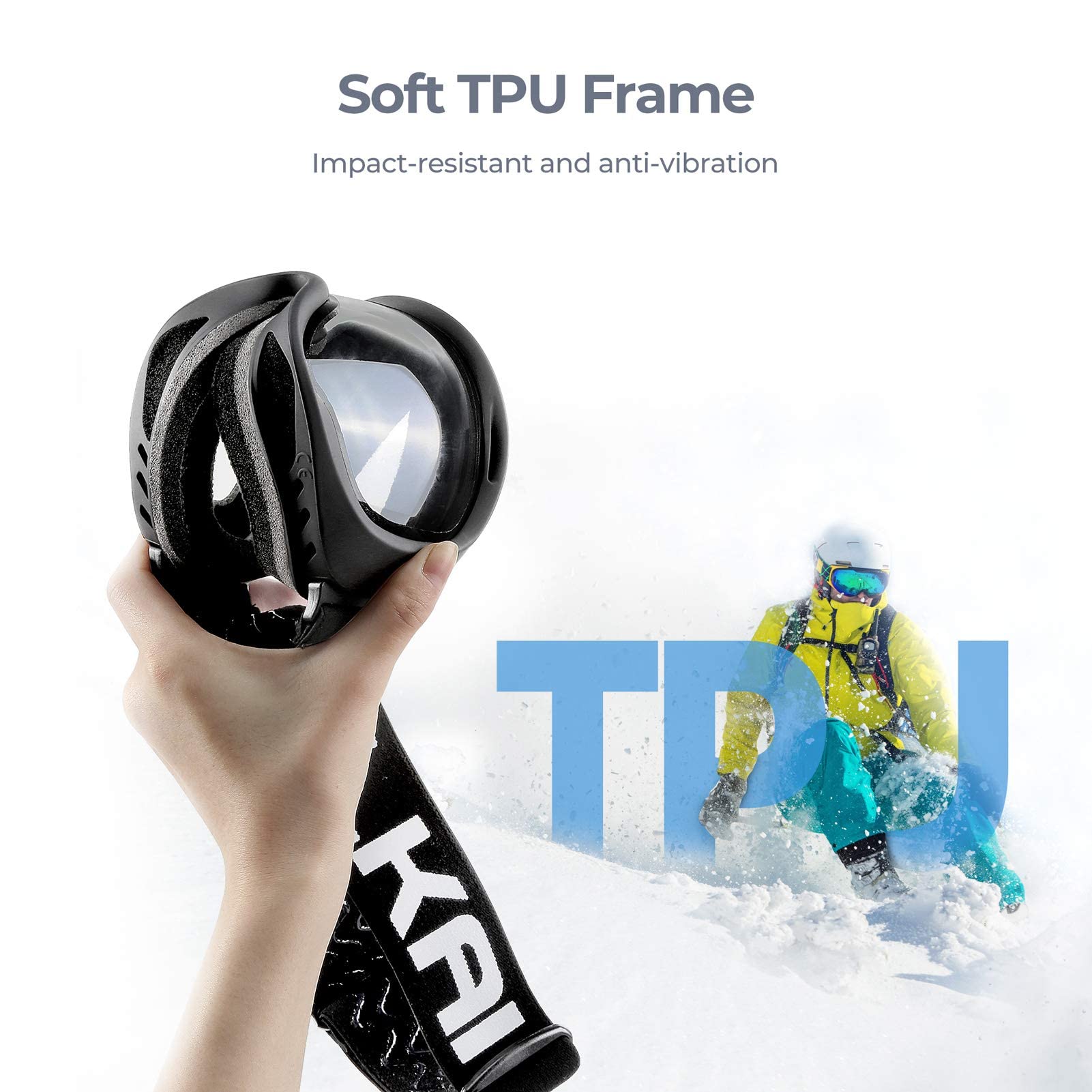 AKASO OTG Ski Goggles, Alta Ski Goggles, Anti-Fog, 100% UV Protection, Double-Layer Spherical Lenses for Men & Women
