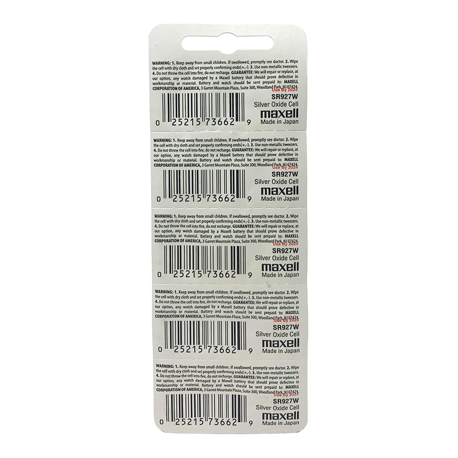 Maxell SR927W 1.55v 399 Watch Battery (5 Batteries)