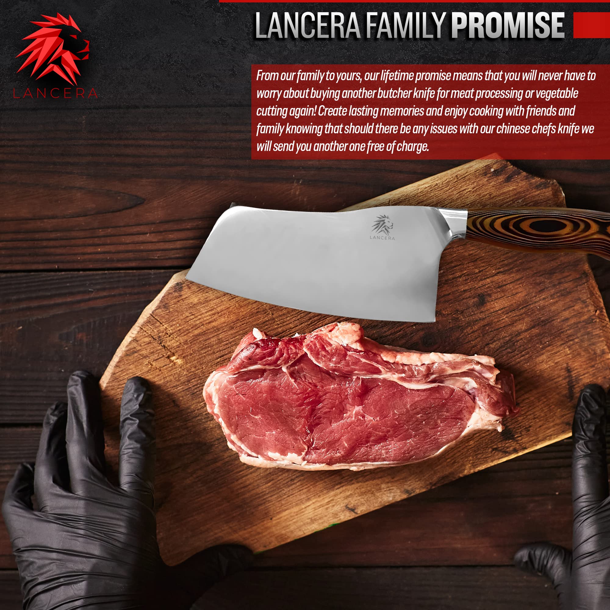 Cleaver Knife 7 Inch Stainless Steel - Professional Chef Knife With Pakka Wood Full Tang Handle, Heavy Duty Blade For Home Kitchen And Restaurant