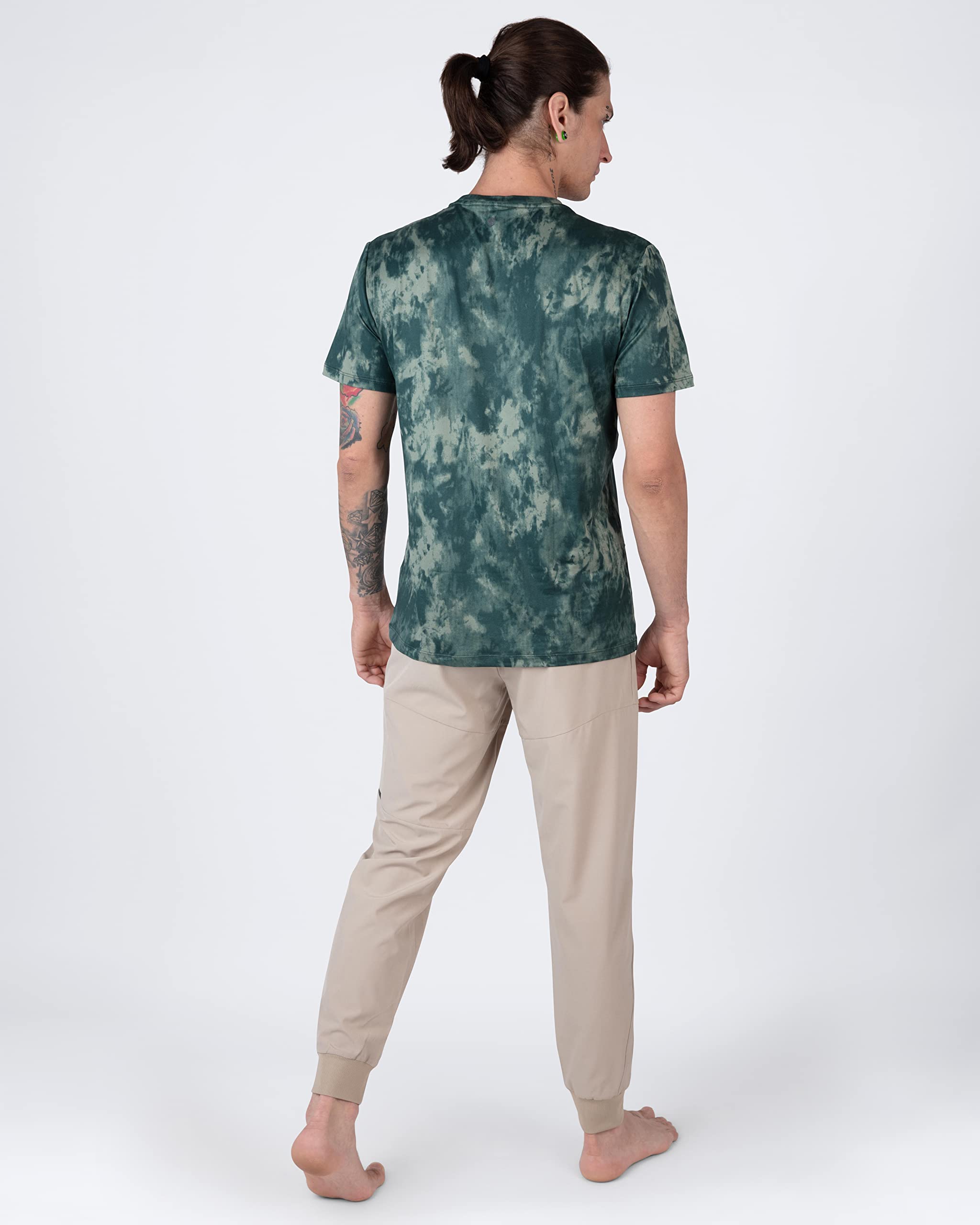 Apana Men's Lightweight Short Sleeve T-Shirt Yoga Running Athletic Tee Shirt Top for Men (Mineral Grey Camo, Medium)