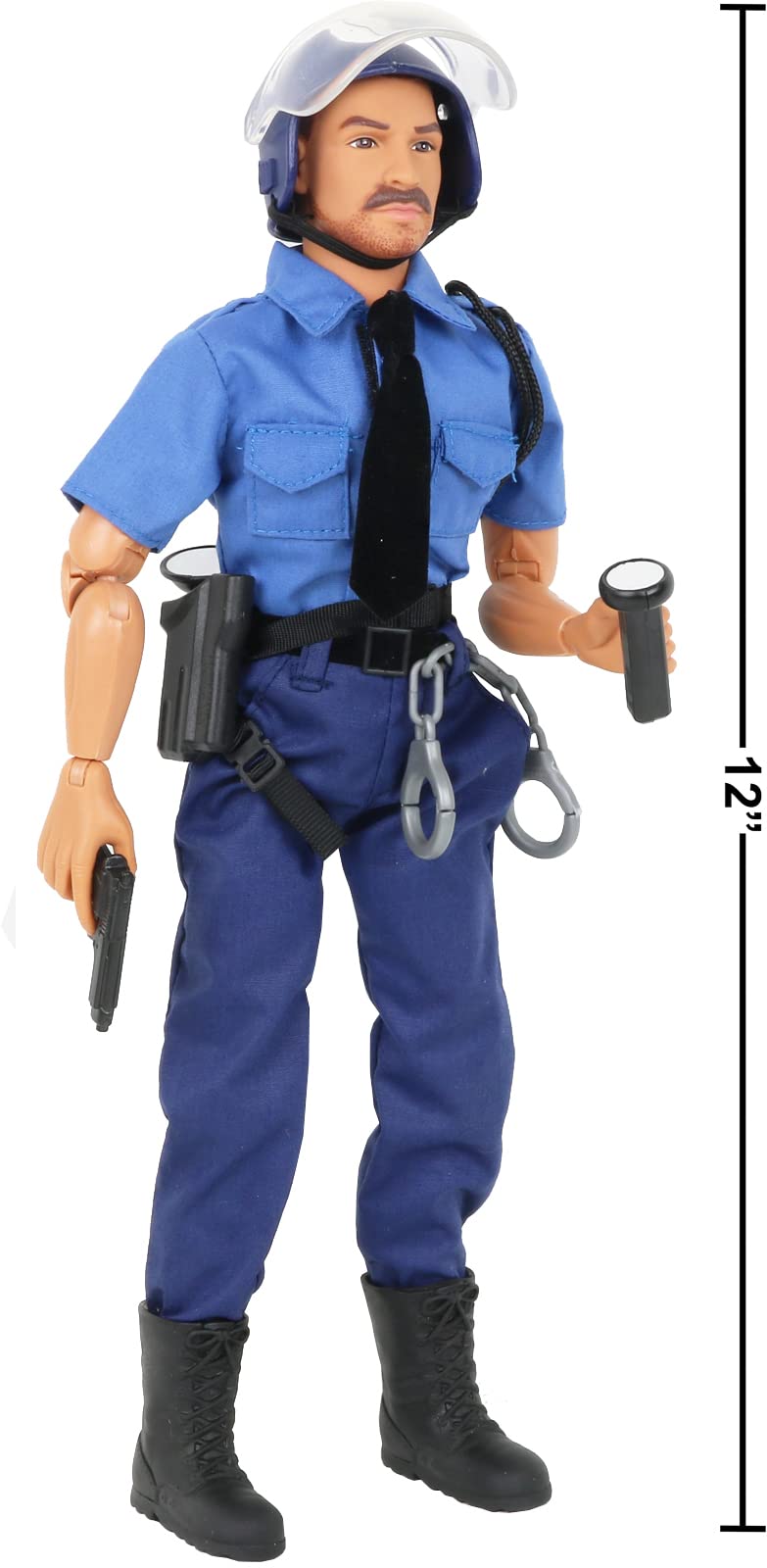 Click N' Play 12" Police Officer Action Figure Playset with Accessories.