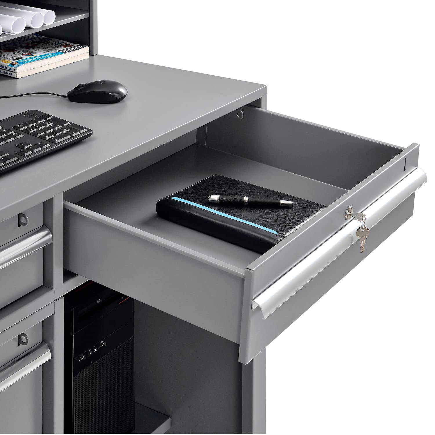 Global Industrial 4-Drawer Shop Desk, 38" W x 29" D x 51" H, Gray