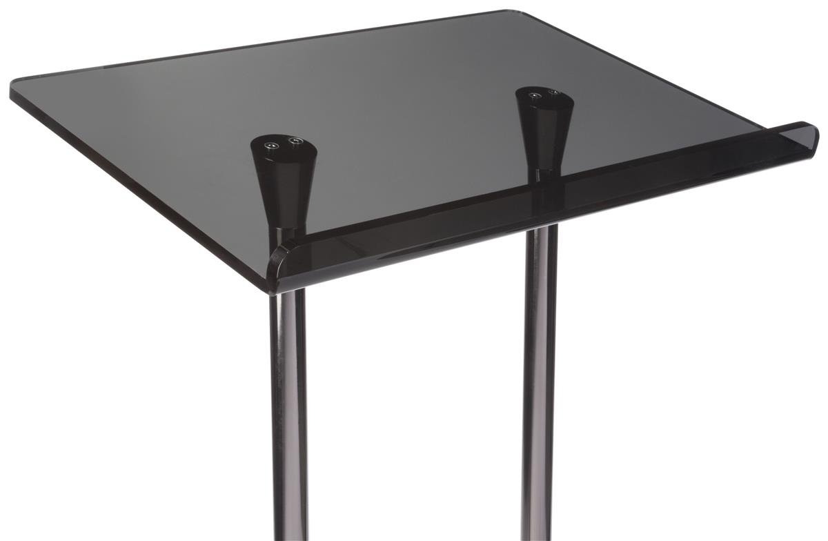 Displays2go Simple Steel Lecterns, Black Poles, Acrylic Top β Frosted Gray (LECTBLK2PL)