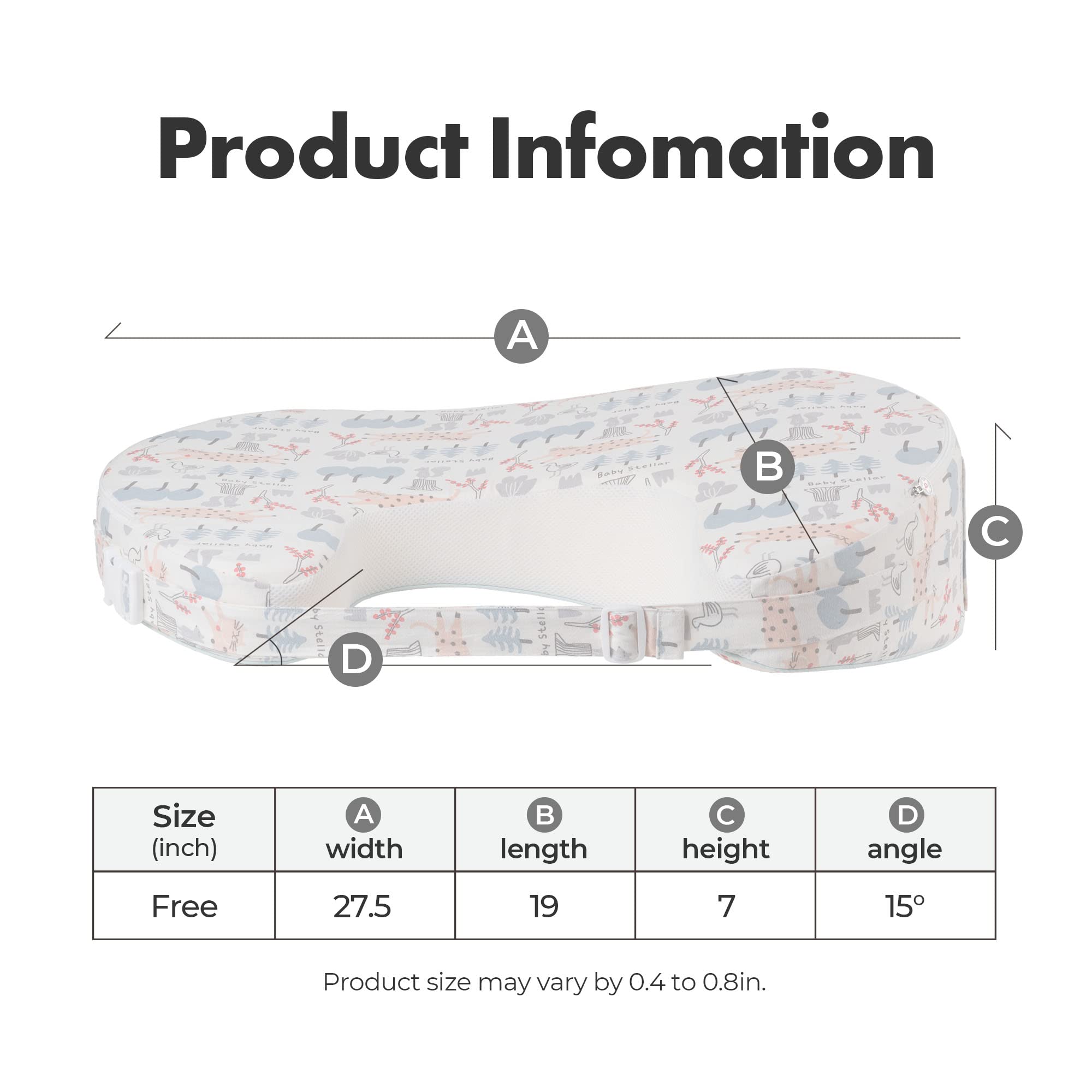 BABESTELLAR Natural Inclined Nursing Pillow | Hypoallergenic Pillow - Nursing Pillows for Breastfeeding | Pillow Lounger | Adjustable Nursing Pillow w/Waist Strap