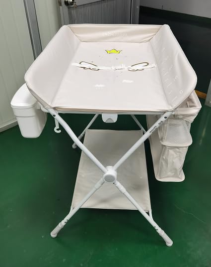 Babevy Portable Baby Changing Table, Foldable Diaper Changing Table with Scale and Safety Belt, Height Adjustable Waterproof Changing Station for Infant, Mobile Nursery Organizer for Newborn, Black