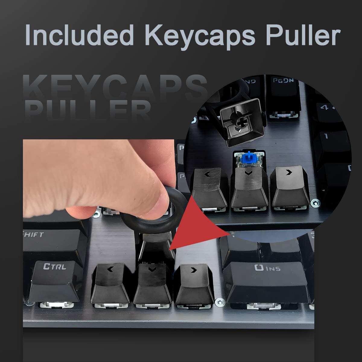Fitlink FPS & MOBA Gaming Keycaps, Durable Stainless Steel Metal Keycap with Key Puller for Mechanical Keyboard Cherry Mx Switch (WASD+Direction Keys,Blue)
