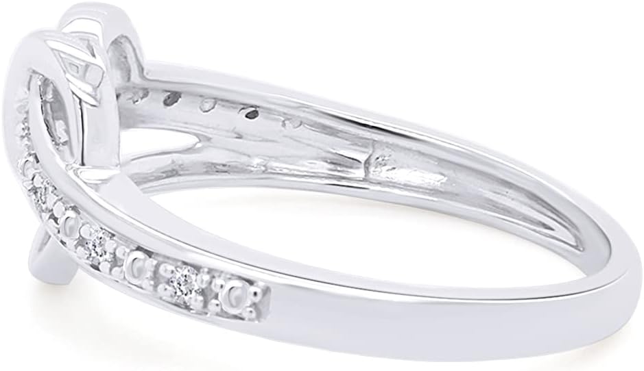 AFFY Sterling Silver Diamond Heart Ring (1/20 cttw, I-J Color, I3 Clarity)