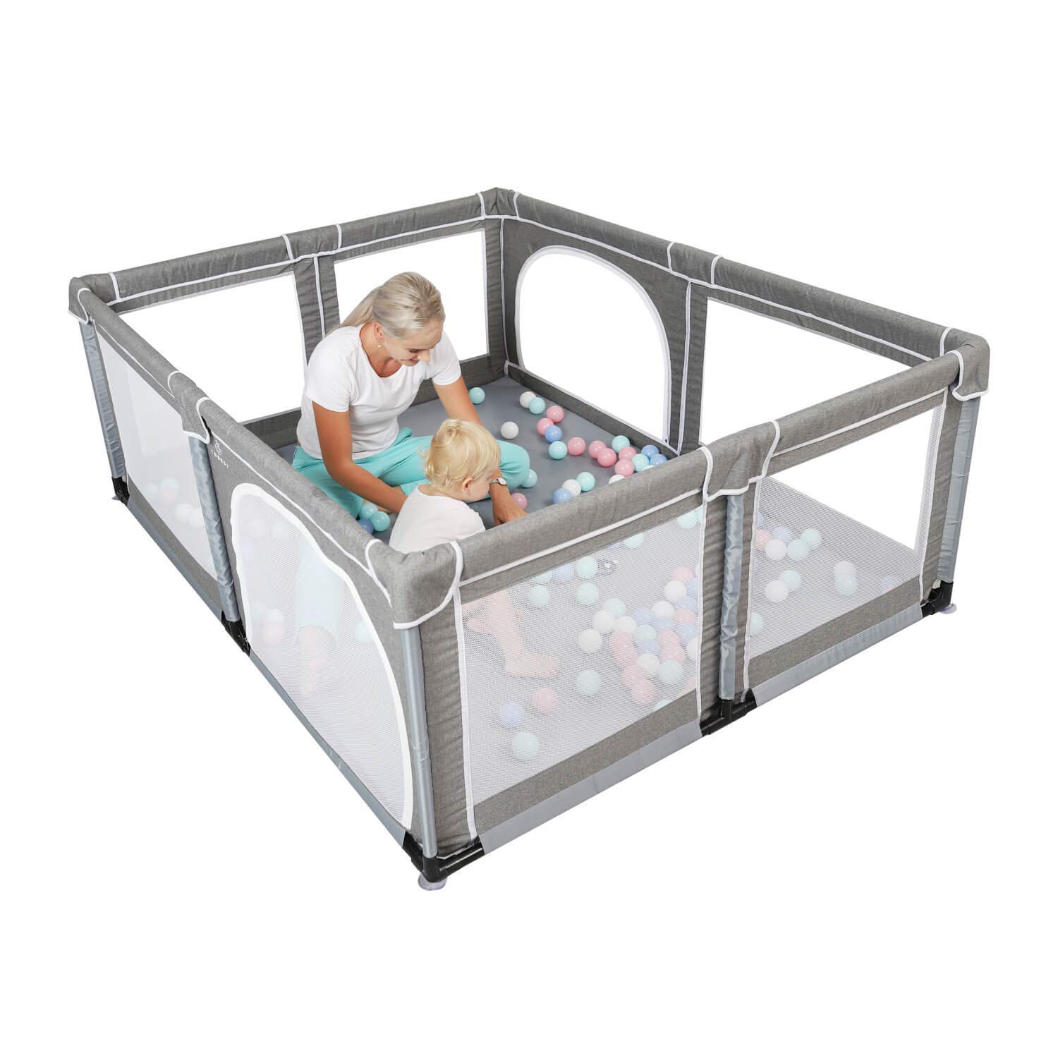 Baby Playpen, CVTER Extra Large Play Yard with Gate, Playpen for Toddler, Infant Safety Activity Center, Children's Fences Packable & Portable