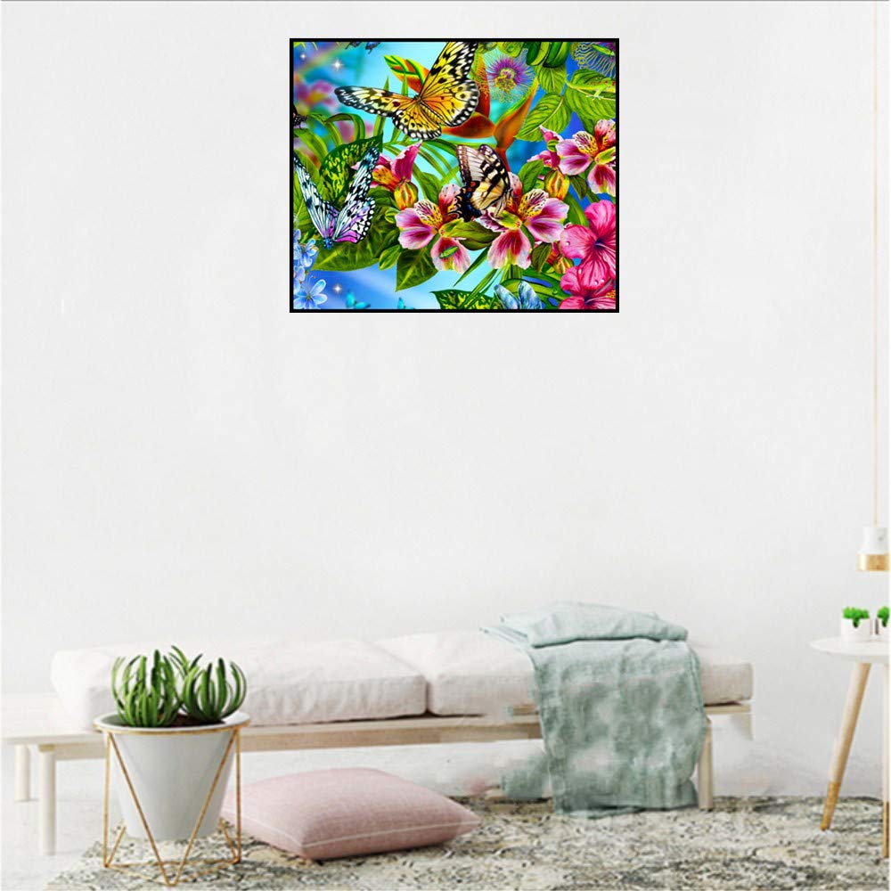 DIY 5D Diamond Painting Full Dril, Xizhendai 5D Full Embroidery Paintings Rhinestone Pasted DIY Diamond Painting Cross Stitch Home Wall Decor (Flower, 30x40cm)