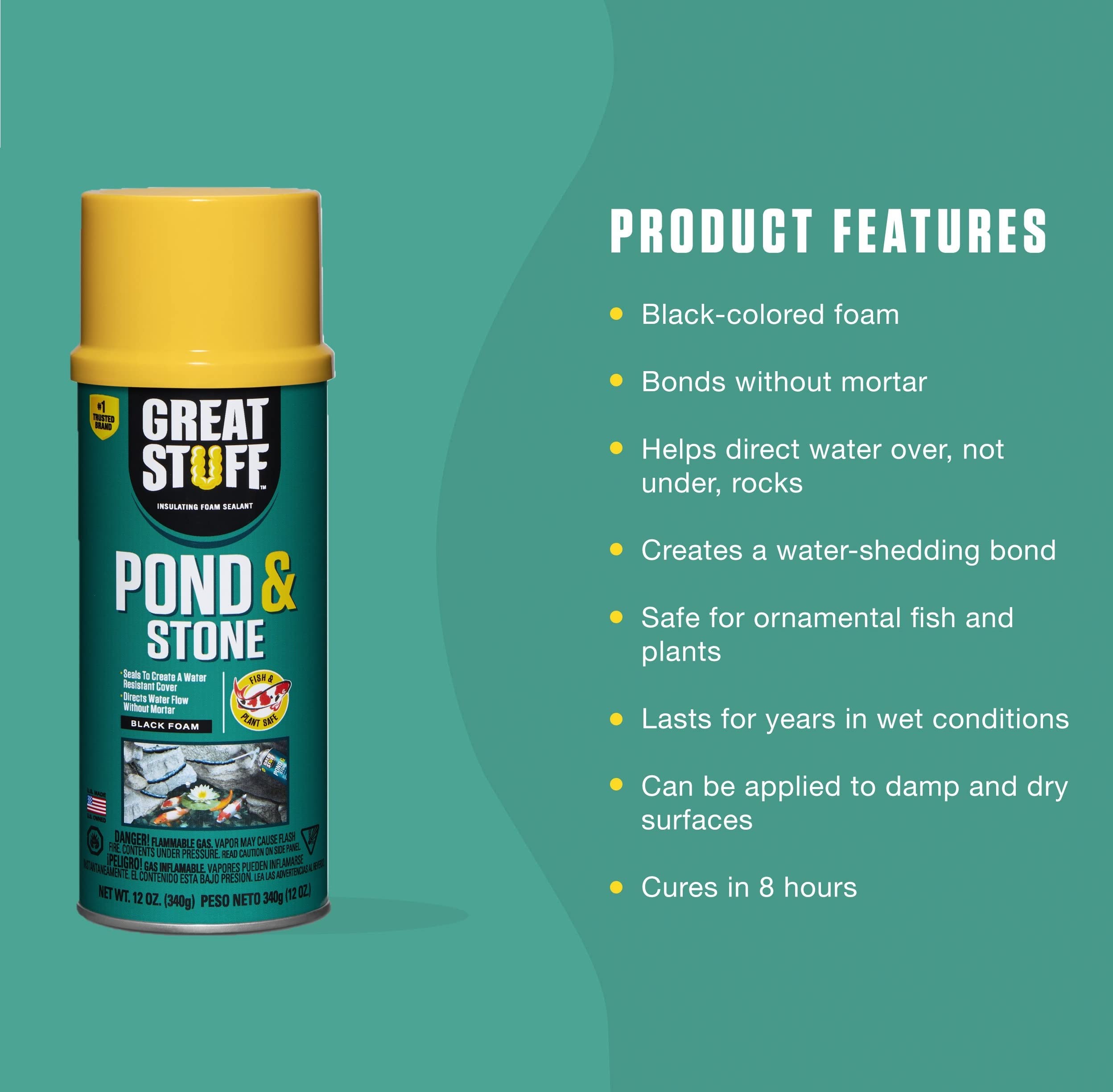Great Stuff 283064 12OZ GS Pond&Stone Foam Sealant, Each, Black