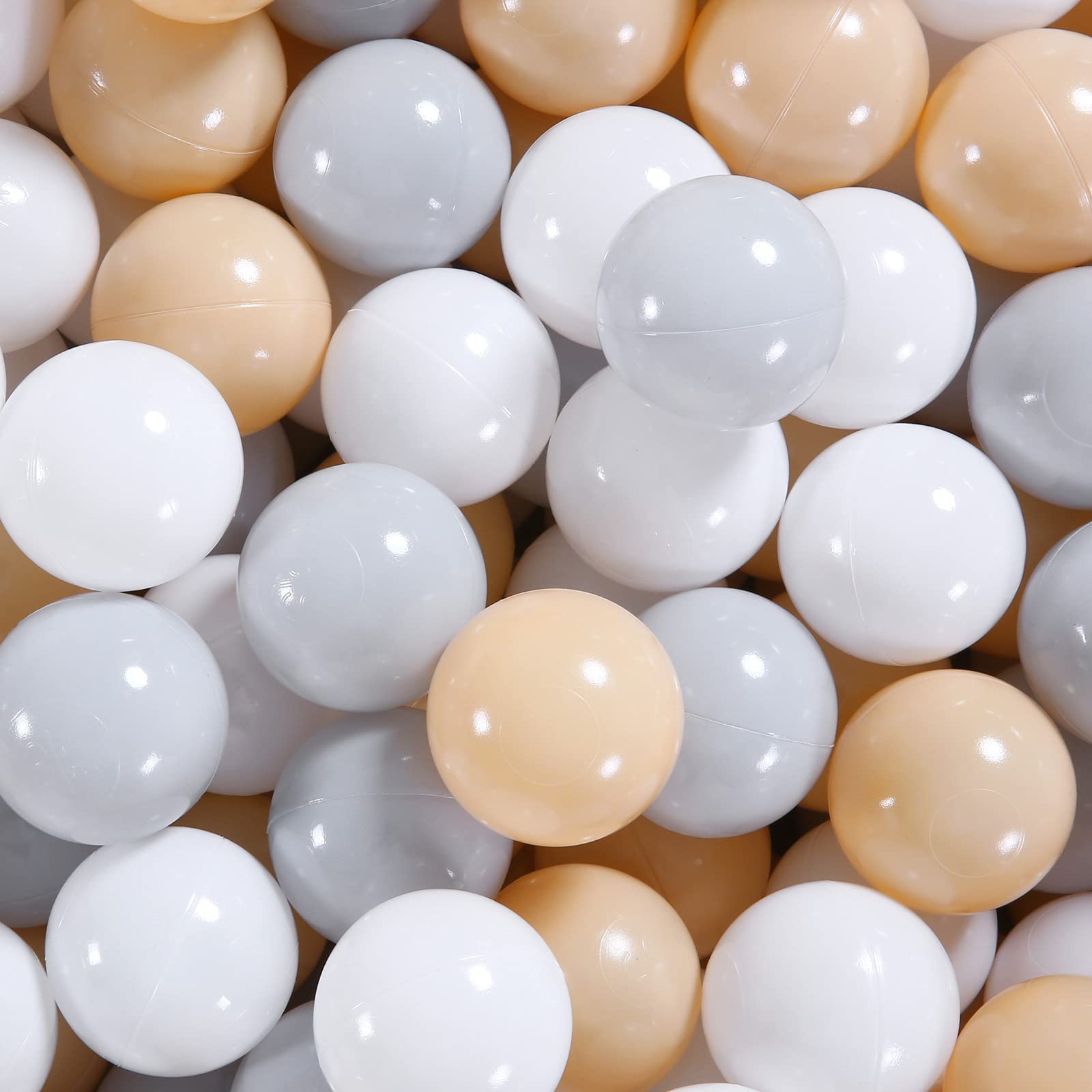 GOGOSO Play Balls for Toddlers - 100 pcs Ball Pits Balls Beige Grey White, BPA Free Plastic Balls for Ball Pit Toys Crush Balls for Boys Girls Toddlers