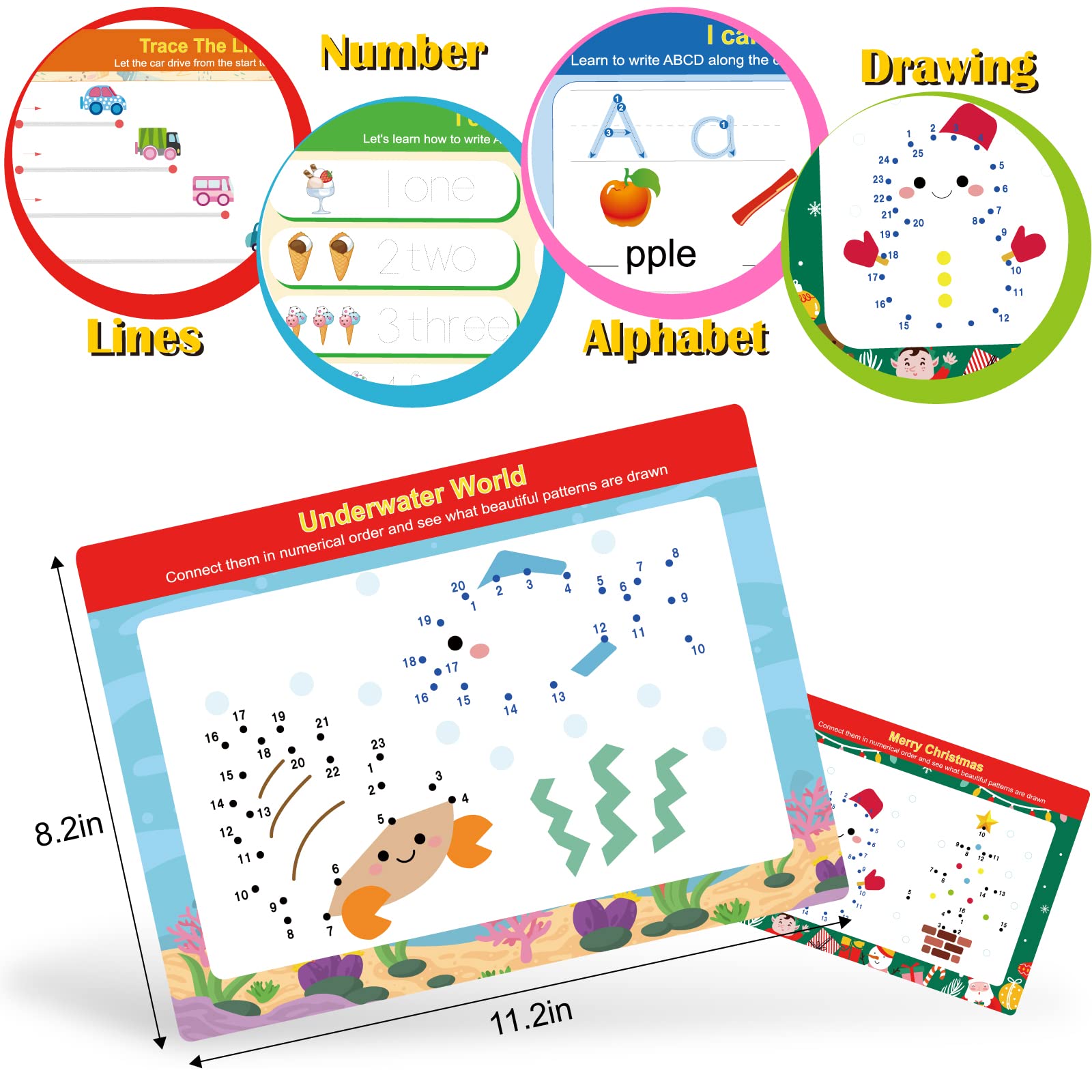 Uranus&No.1 Preschool Learning Activities Handwriting Practice Book for Kids, Toddlers Educational Montessori Toys Learn to Write Tracing Number Letters Workbook for 3 4 5 6 Years Old Kindergarte