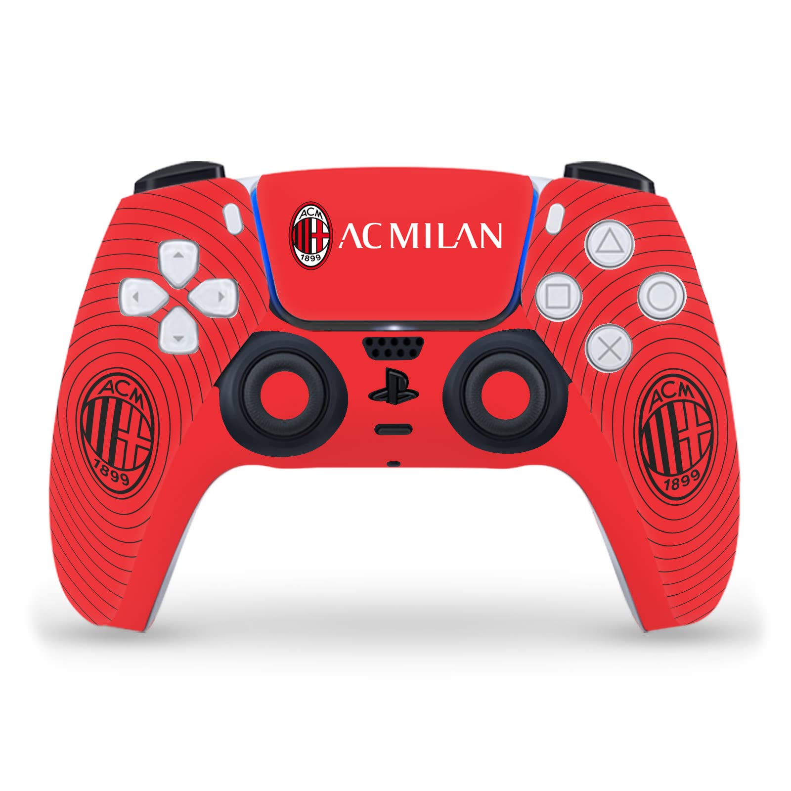 Head Case Designs Officially Licensed AC Milan Red And Black Art Vinyl Faceplate Sticker Gaming Skin Decal Cover Compatible With Sony PlayStation 5 PS5 DualSense Controller