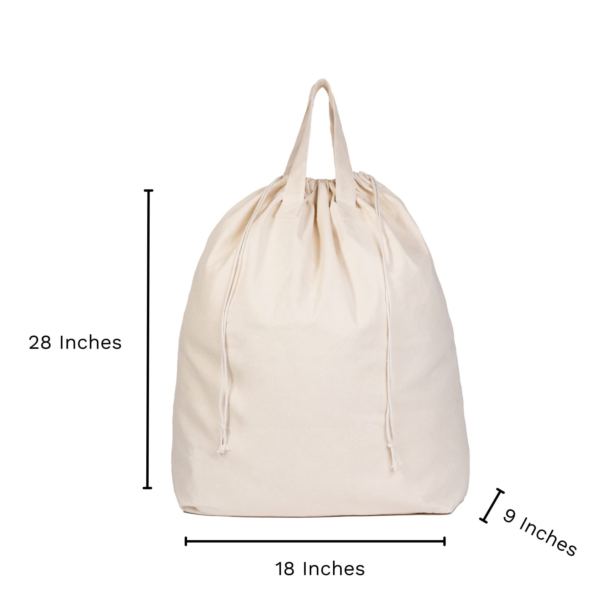 College Dorm Laundry Bags - Versatile and Heavy Duty College Laundry Hamper Liner with Drawstring - Canvas Laundry Basket Liner - 100% Cotton, Washable and Foldable Cloth Laundry Bags (1 Pack)