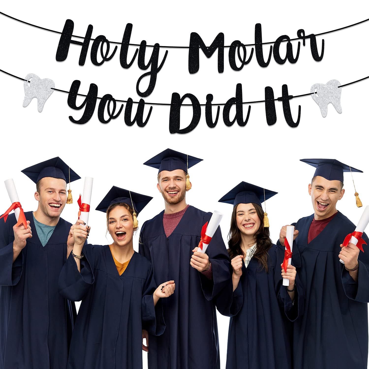 Black Glitter Holy Molar You Did It Banner, Future Dentist/Class of 2025/Congrats Dentist, 2025 Dental School Graduation Party Decorations Supplies
