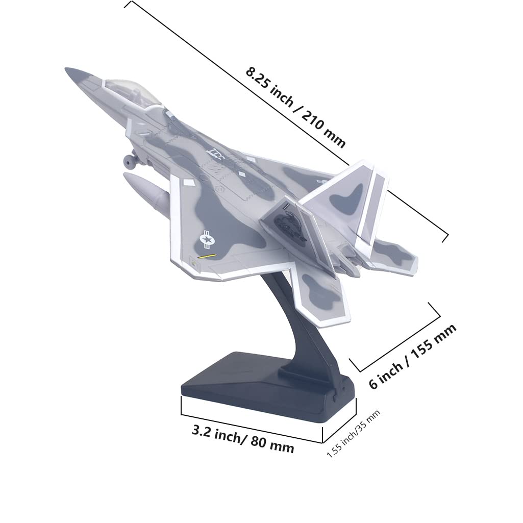 Ailejia Diecast F 22 Fighting Falcon Airplane Model Military Plane Pull Back with Lights and Sounds Fighter Jet Toys for Boys