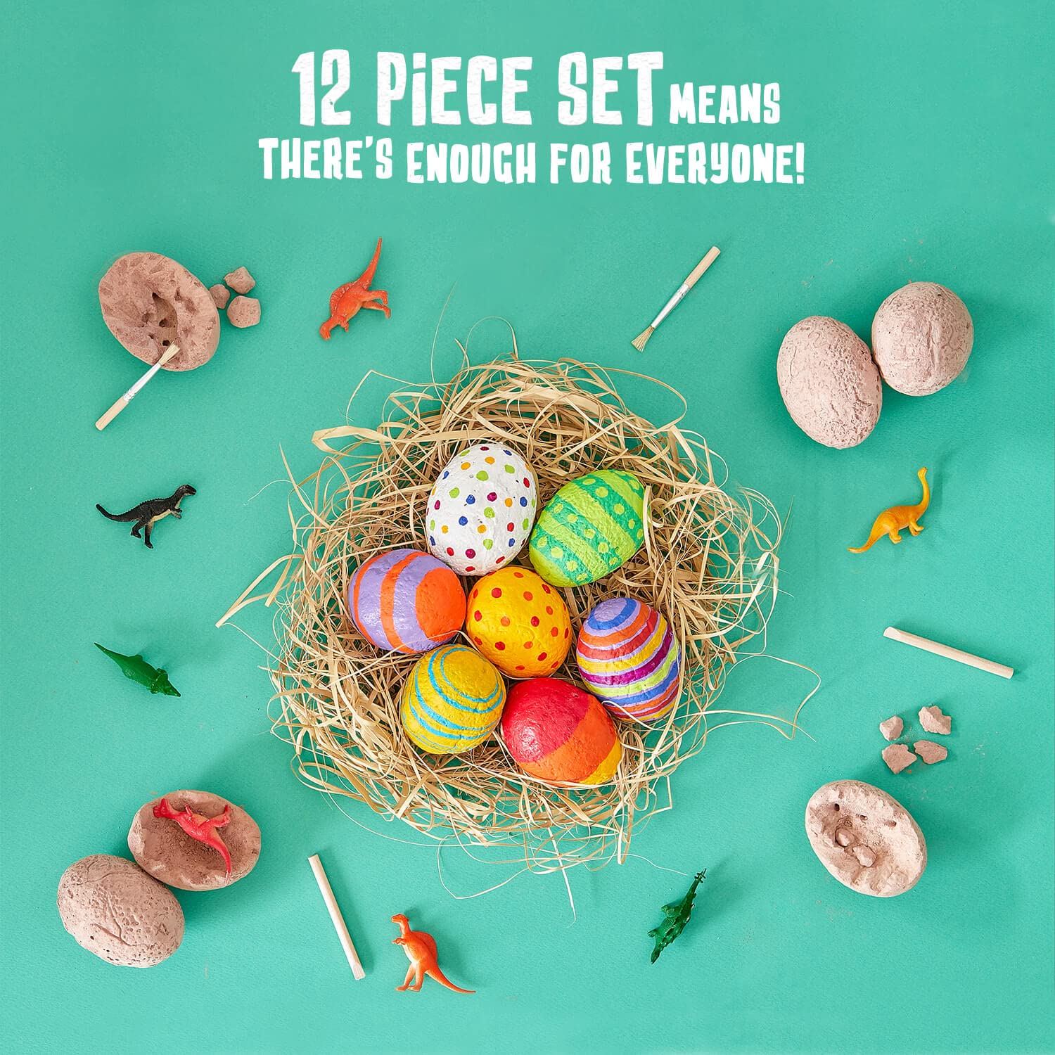 Dino Eggs Dig Kit, Dinosaur Eggs for Kids 3-5, Perfect for Dinosaur Birthday Party Supplies and Dinosaur Party Games - 12 Dino Eggs Excavation Set for Kids by JitteryGit
