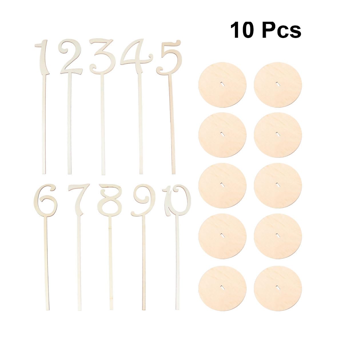 Amosfun Wooden Table Numbers 1-10 Wedding Table Numbers with Holder Base Suitable for Wedding, Party, Events or Catering Decoration