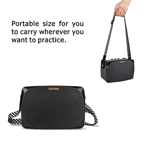 ajunbee 10W Portable Bass Guitar Amplifier,Guitar Combo,Bluetooth Input, with Headphone Output, Aux in Jack and Battery Supported for Performance Practice Recording (Bass)