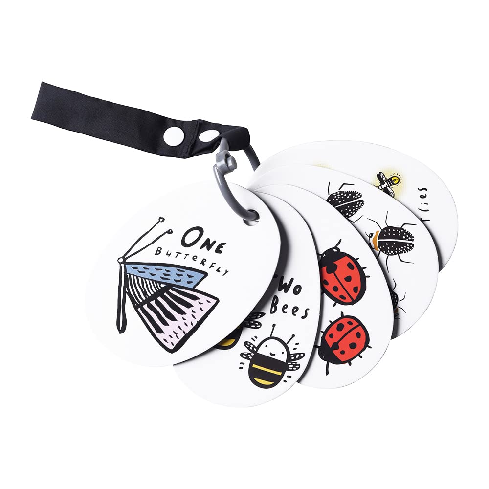 Wee Gallery Stroller Cards - I See Bugs to Count - Counting Numbers Travel Activity for Babies, Toddlers, with Snap on Strap for Walks, Car Seat, Bag, Stroller