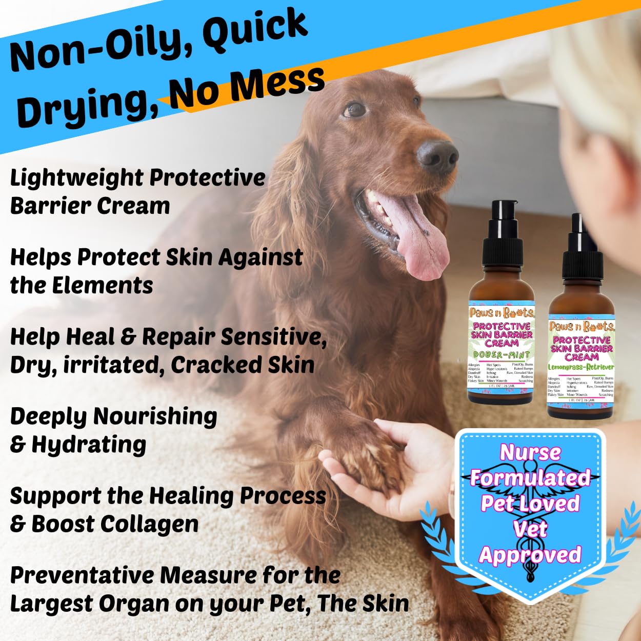 Protective Skin Barrier Cream for Pets Enriched with Vitamins & Nutrients, Moisturize & Soothe Skin, Effective Allergy Relief, Supports Tissue Growth & Wound Healing, Treats Hot Spots, Dober-Mint