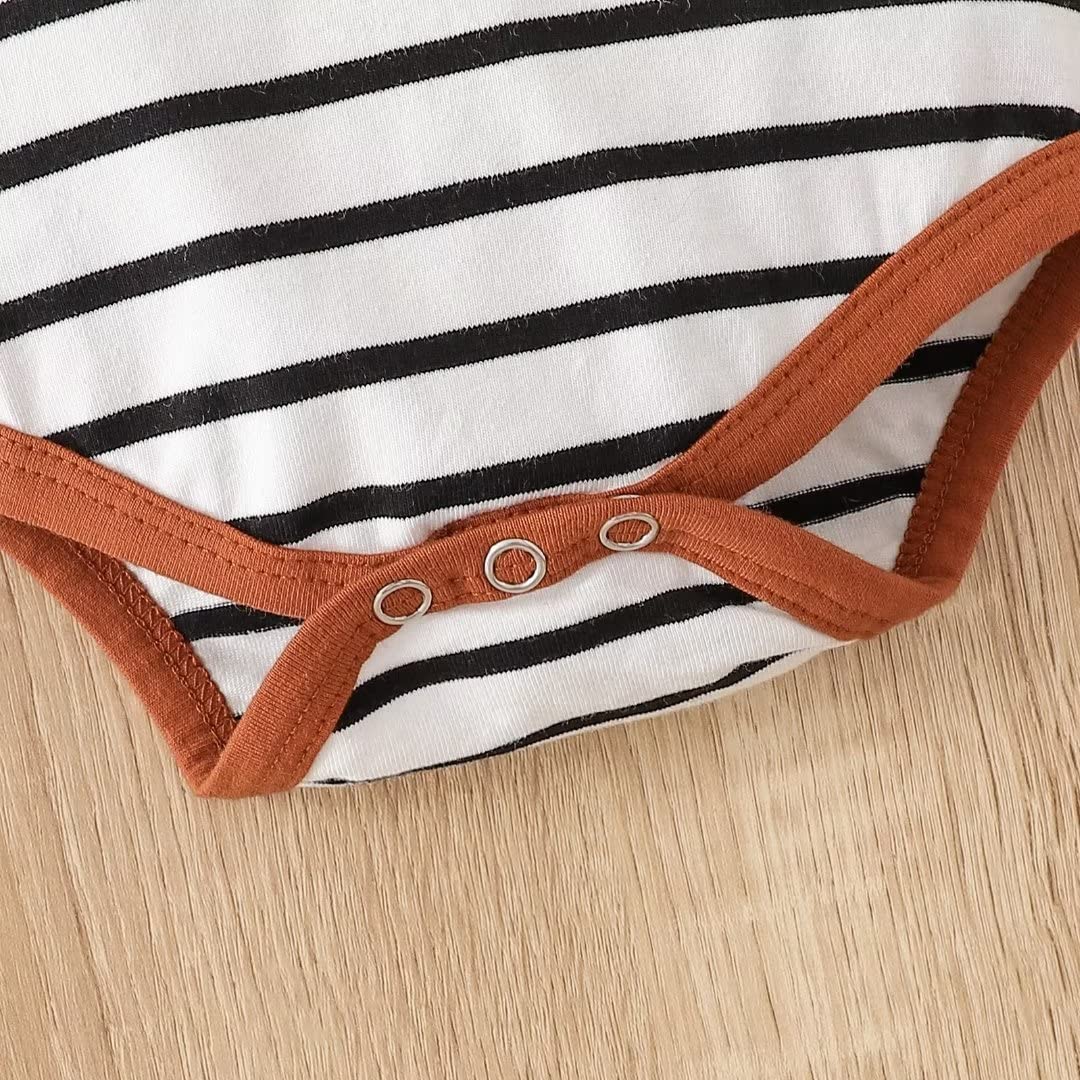 Baby Boy Clothes 0-3 Months Infant Fall Winter Outfits Long Sleeve Stripe Tops+Pants Set,Brown Boy Clothes 0-3M/60CM