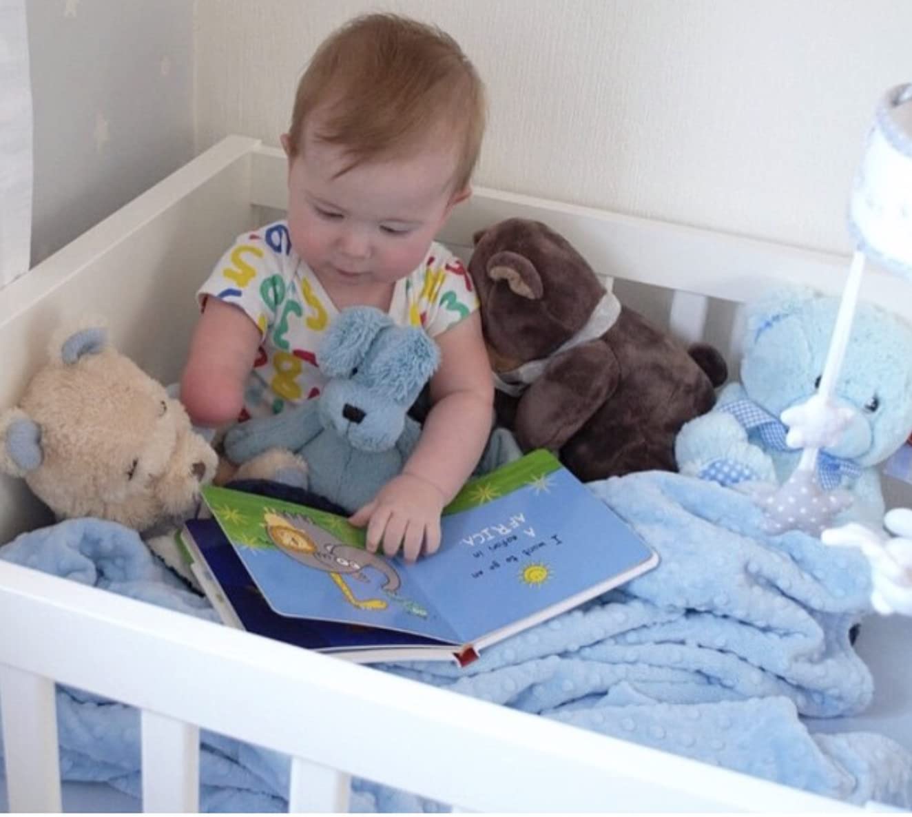 MEG ORIGINAL Navy Blue & Baby Blue Minky Dot Baby Boy Blanket