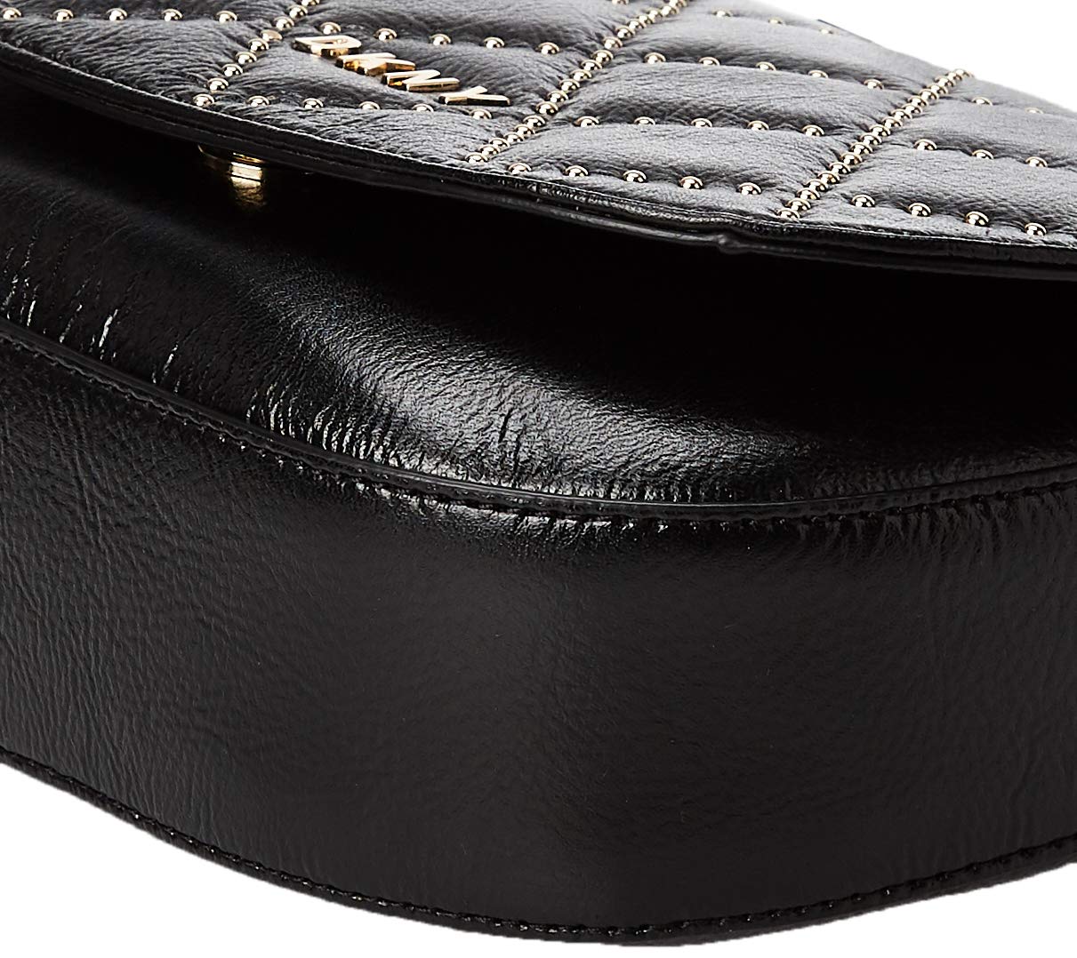 DKNY Sofia Studded Leather Small Saddle Bag Crossbody - Black