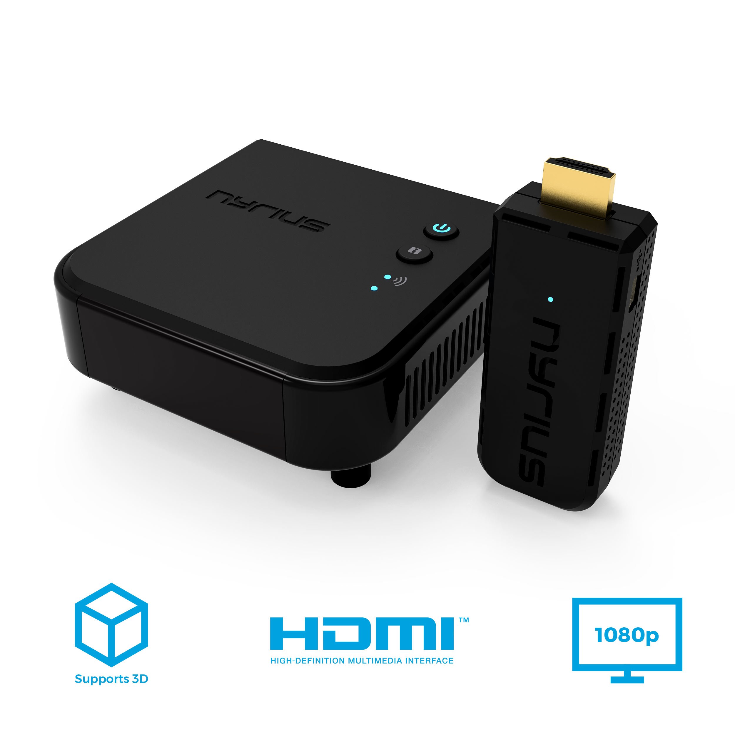 Nyrius Aries Prime Digital Wireless HDMI Transmitter & Receiver System for HD 1080p 3D Video Streaming, Laptops, PC, Cablebox, Satellite, Blu-ray, DVD, PS3 (NPCS549) & Bonus Mini Display Port
