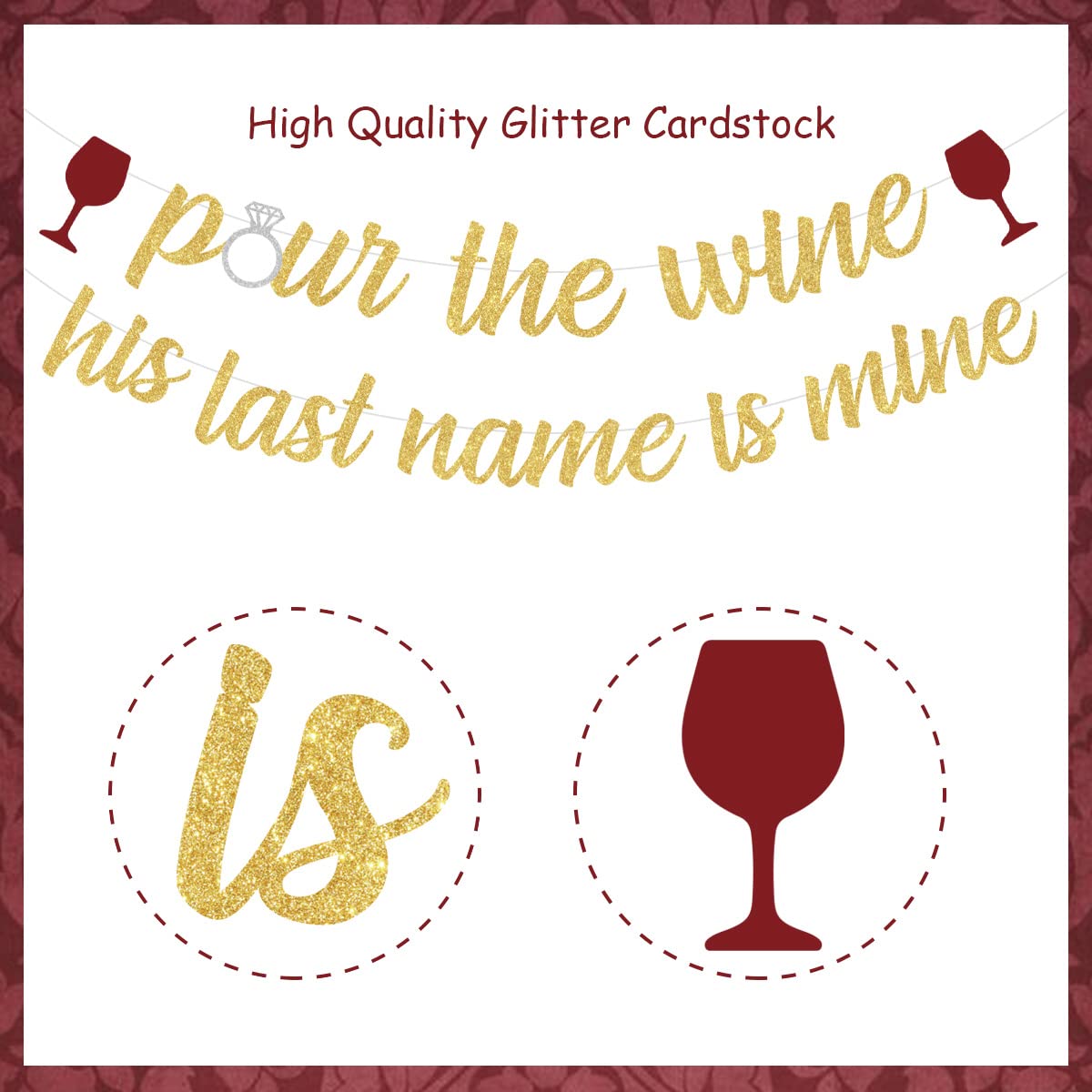 Sursurprise Wine Bachelorette Party Decorations, Pour The Wine His Last Name Is Mine Banner for Winery Bridal Shower Engagement Wedding