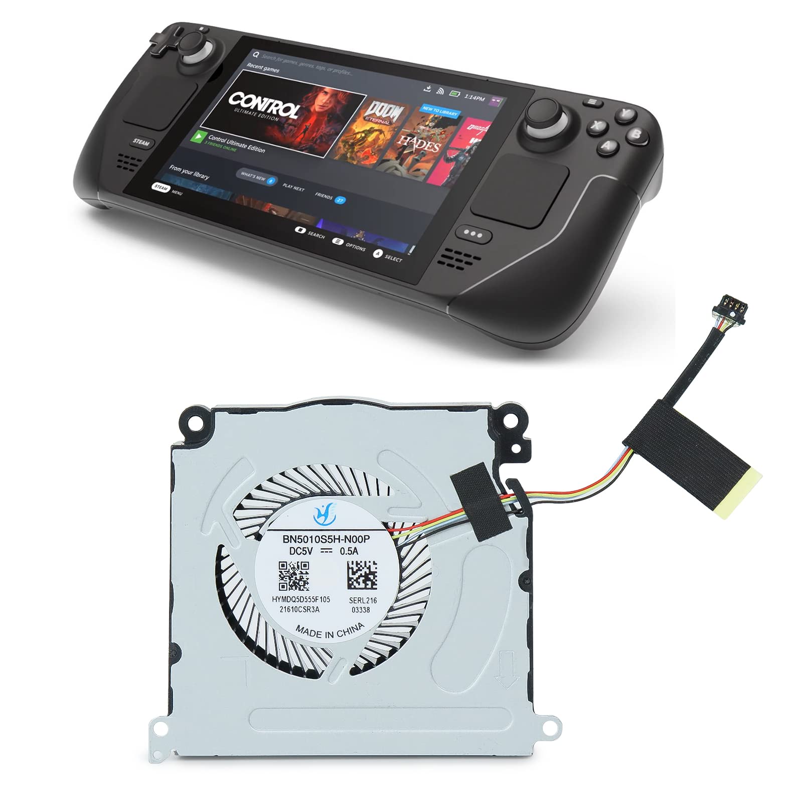 amFilm Steam Deck Fan Replacement - (Huaying) Replacement CPU Cooling Fan for Steam Deck with Screwdriver Set Complete Installation Set, 2021 & 2022 64 GB/ 256 GB NVMe/ 512 GB NVMe Model