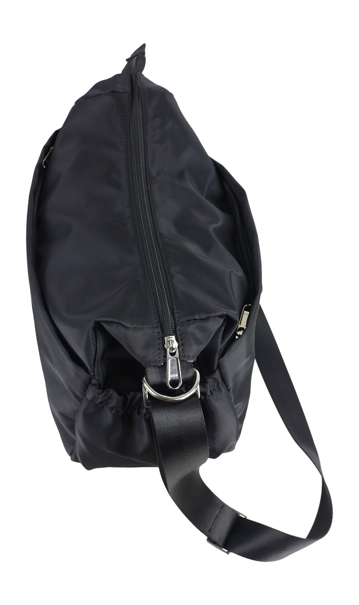 Purse Diaper Bag in Black Nylon with Matching Changing Pad Stroller Straps Premium Zippers 11 Pockets Insulated for Baby Bottles Crossbody Silver Tone Hardware Spacious Perfect for Moms on The Go