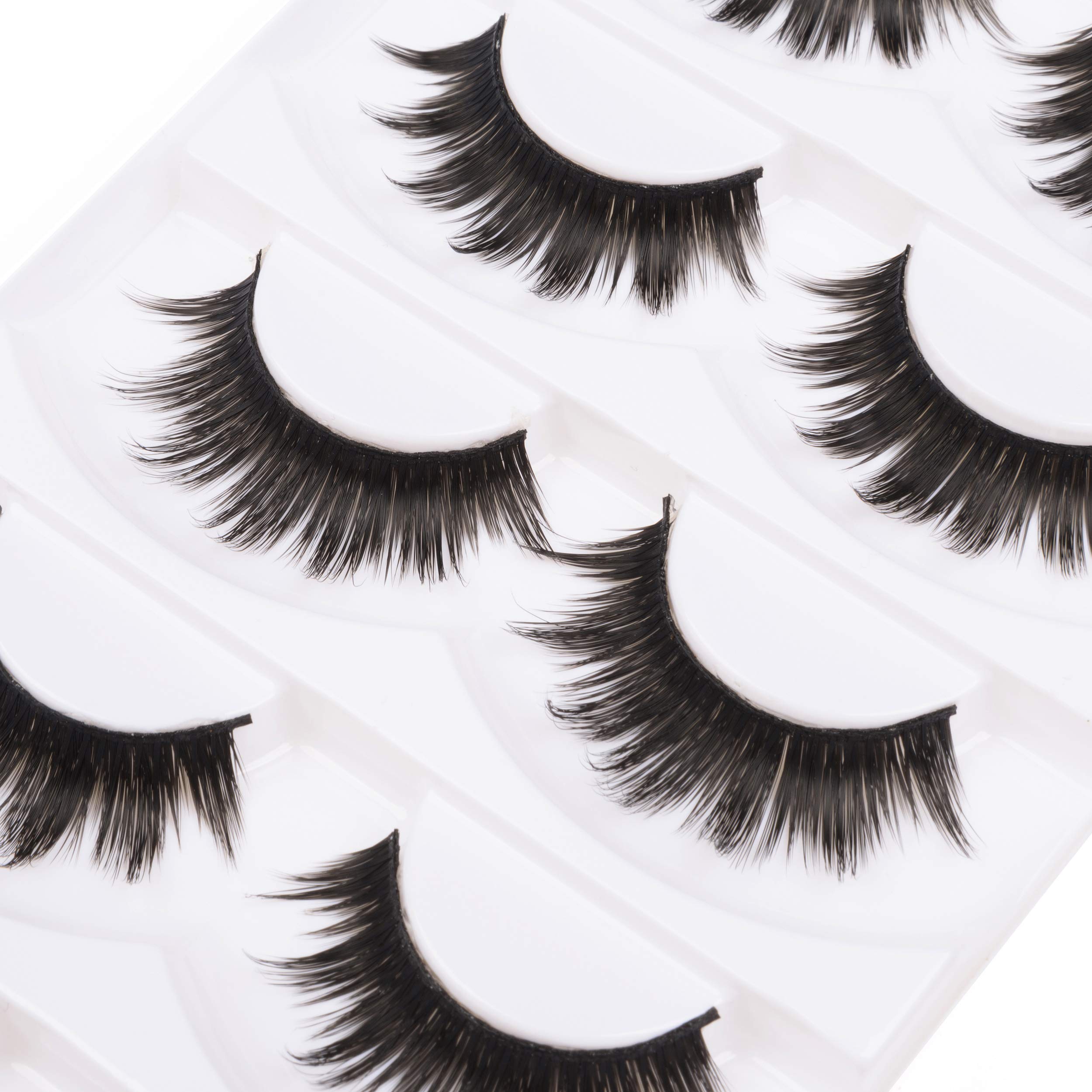 Wleec Beauty False Eyelashes, Dramatic Strip Lashes Pack Handmade Thick Fake Eyelashes Black (F36, 15 Pairs/3 Pack)