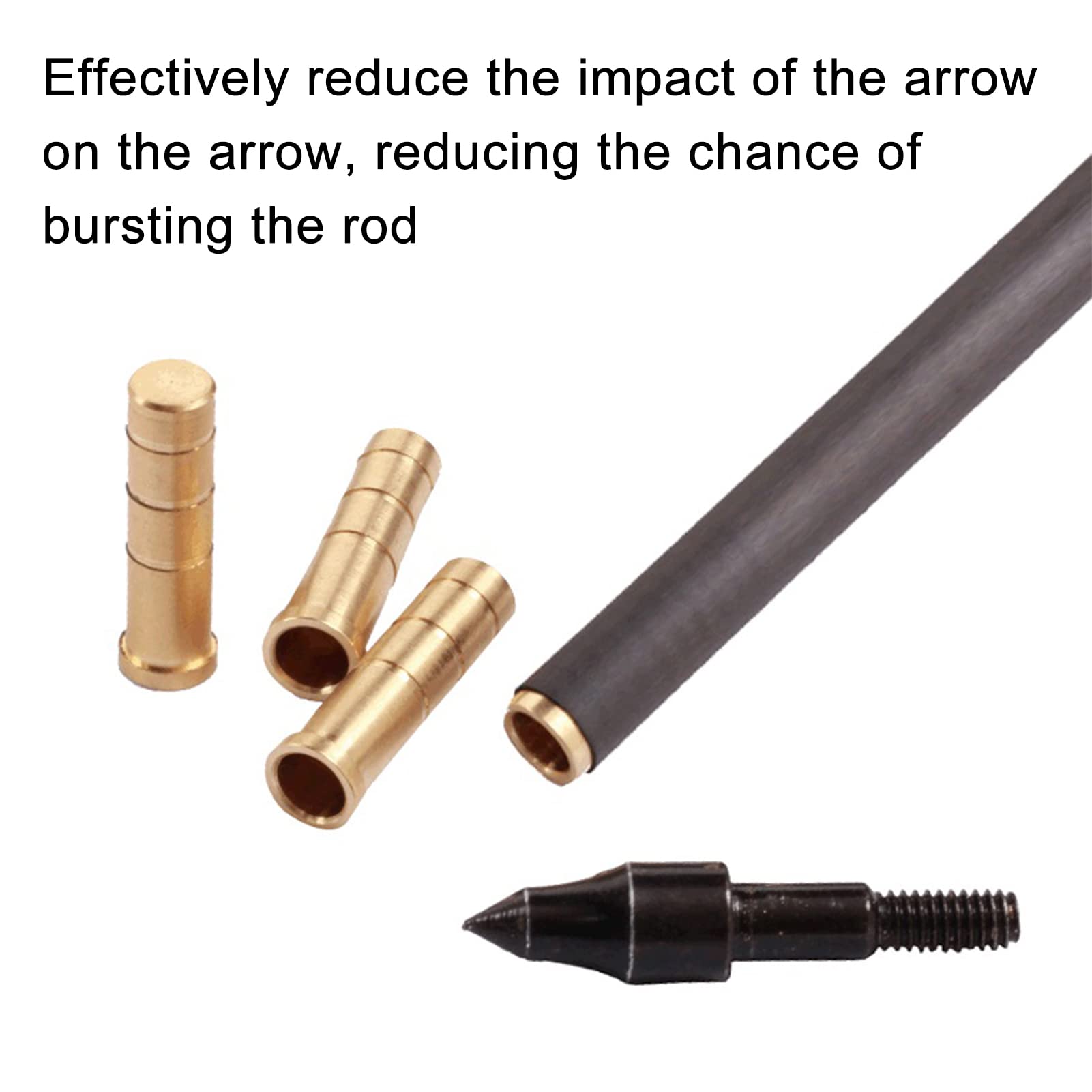 AMIJOUX 12 Pack Arrow Inserts, Archery Arrow Aluminum Inserts for ID 6.2mm Carbon Arrows, Aluminum Brass Inserts Arrow insents Shaft Crossbow Arrow Tips Inserts for Archery Accessories