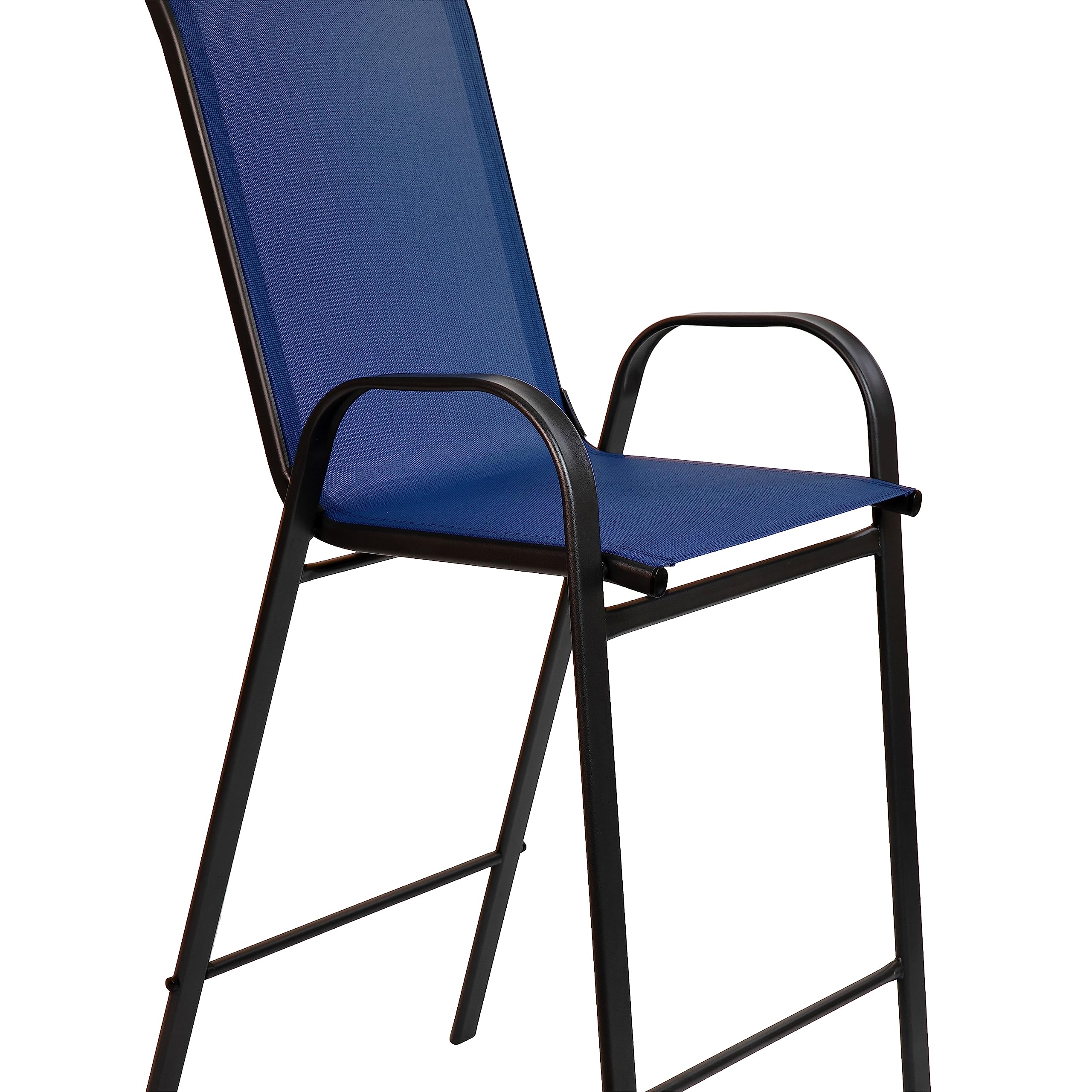 Flash Furniture 4 Pack Brazos Series Navy Outdoor Barstools with Flex Comfort Material and Metal Frame
