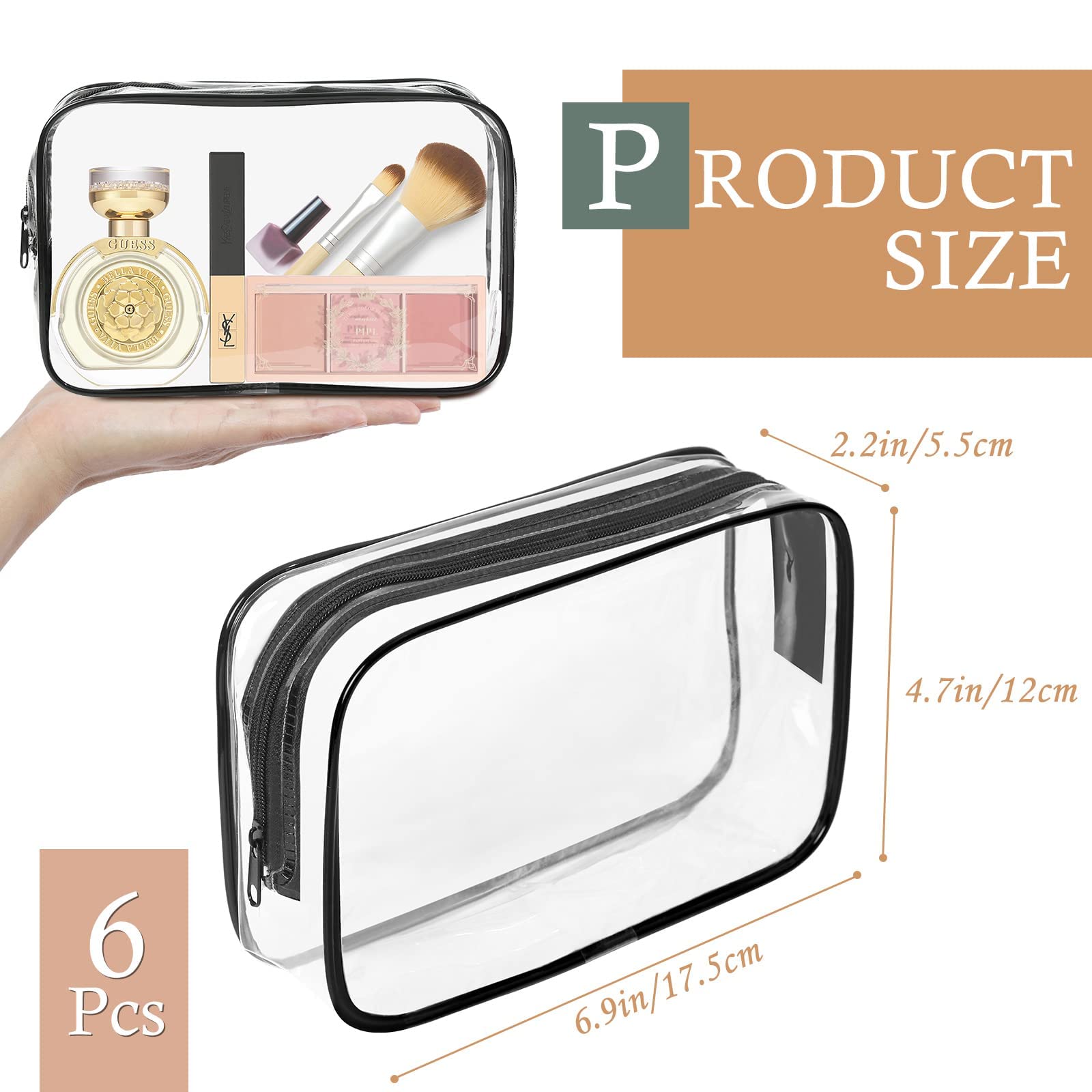 AURUZA TSA Approved Toiletry Bag Portable Cosmetic Makeup Bag for Vacation, Bathroom and Organizing(Large) (clear) (clear)