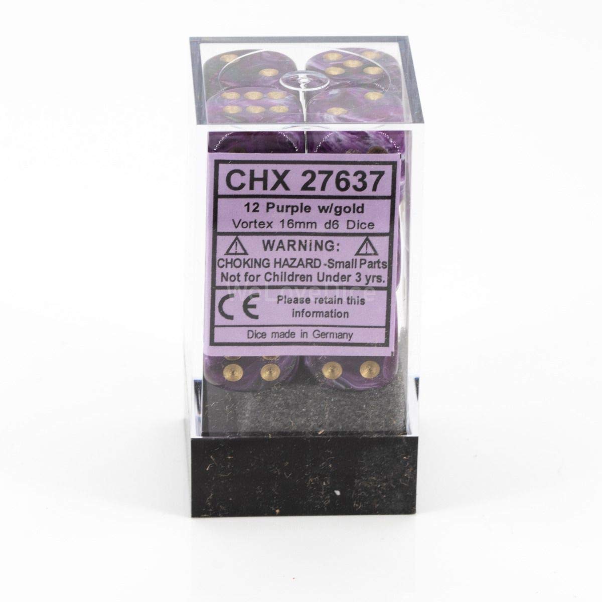 DND Dice Set-Chessex D&D Dice-16mm Vortex Purple and Gold Plastic Polyhedral Dice Set-Dungeons and Dragons Dice Includes 12 Dice β D6