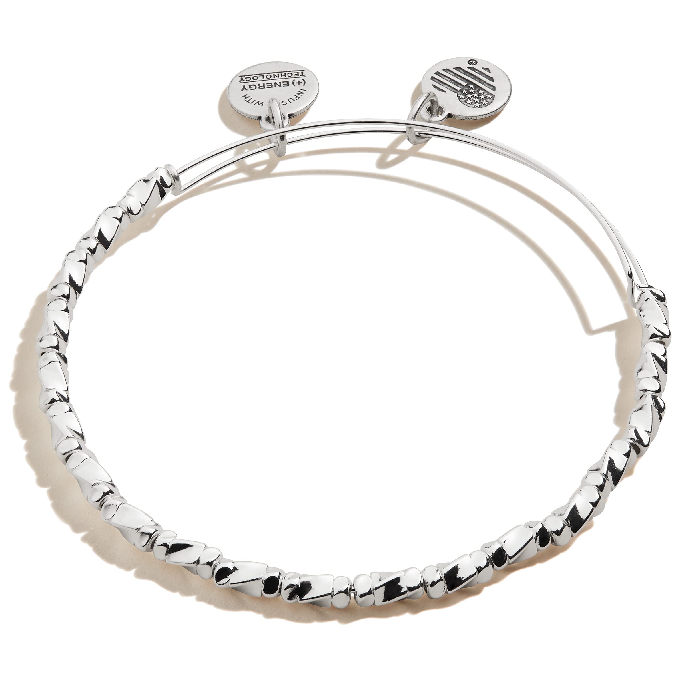 Alex and Ani Accents Majesty Metal Beaded Expandable Bangle for Women, Shiny Gold Finish, 2 to 3.5 in