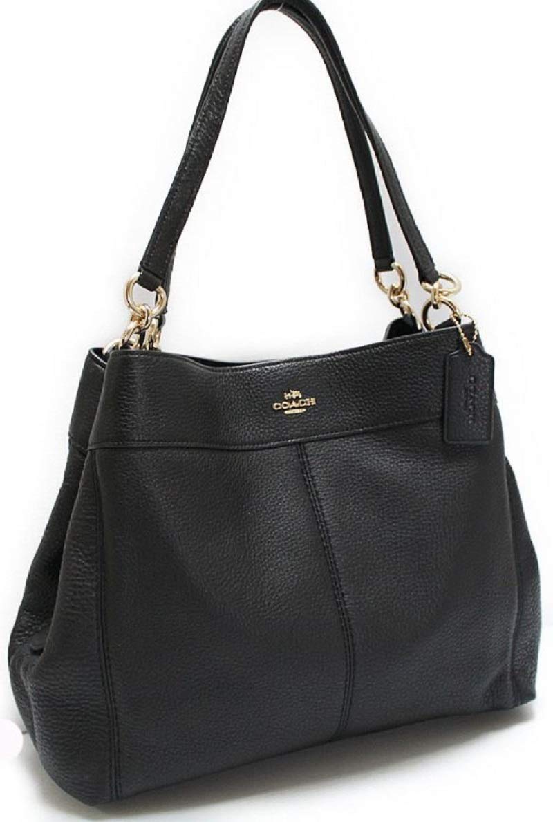 COACH LEXY REFINED NATURAL PEBBLE LEATHER SHOULDER BAG LIGHT GOLD/BLACK